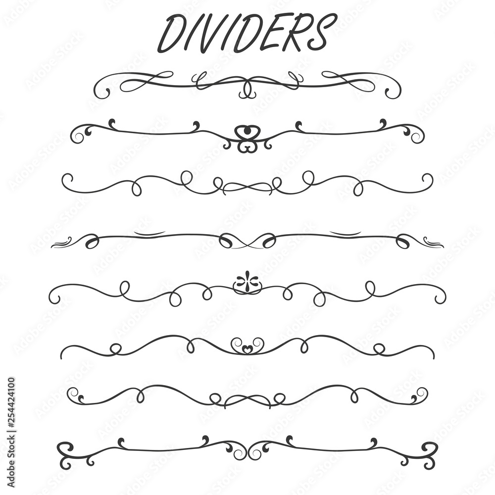 Thin line decoration dividers set,isolated on white background Stock ...