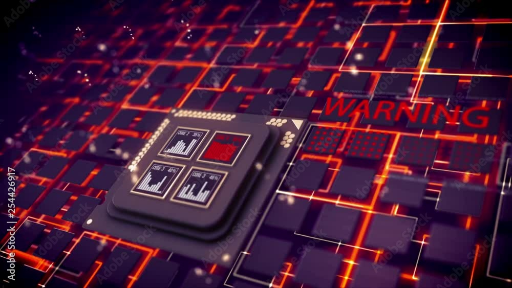 Volumetric 3d rendering of CPU squares with playing bar charts and ...