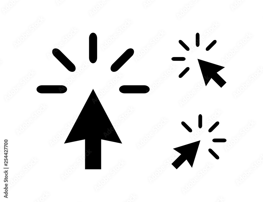 Click arrow icons in trendy flat style isolated on white background ...