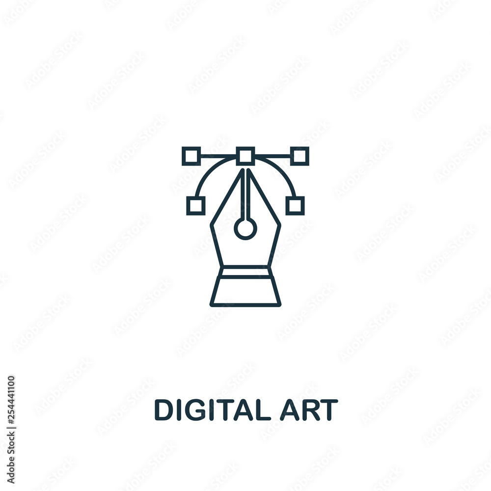 Digital Art icon. Thin outline style design from design ui and ux icons collection. Creative ...