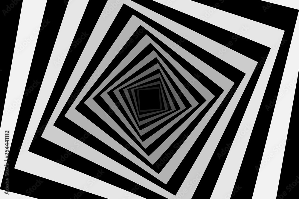 Rotating concentric squares, Square optical illusion pattern - black ...