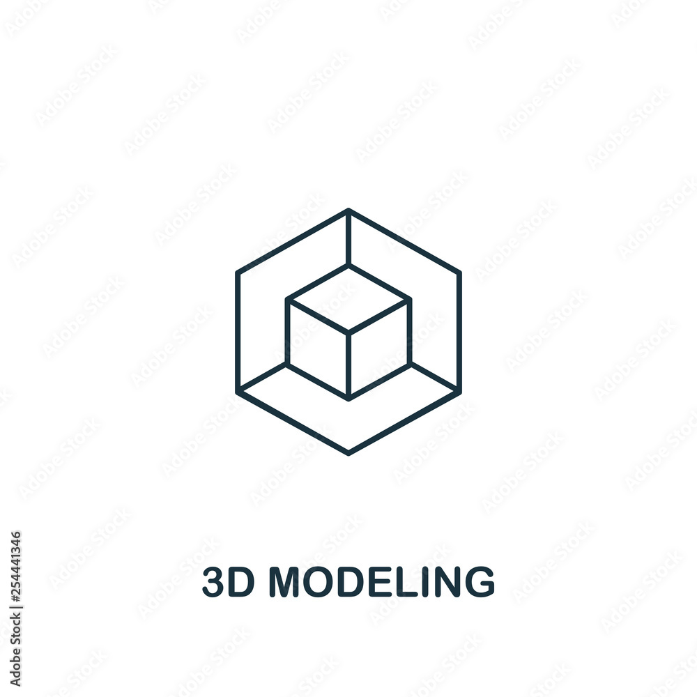 3D Modeling icon. Thin outline style design from design ui and ux icons ...