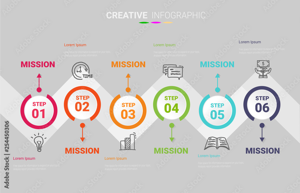 Business data visualization. Process chart.Diagram with steps, options ...