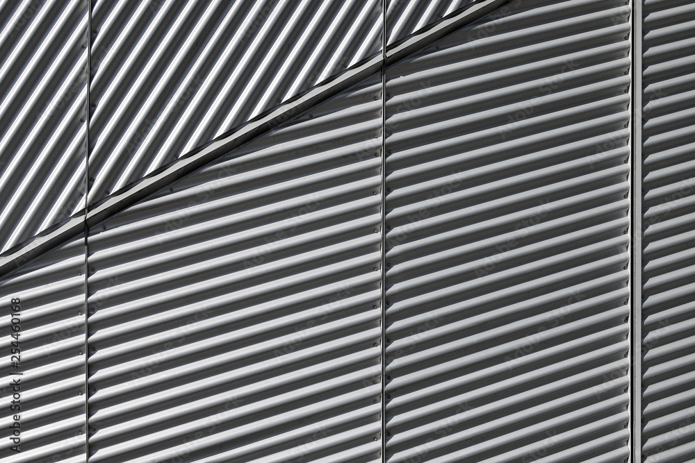 Special gray facade made of corrugated sheet metal background, Modern ...