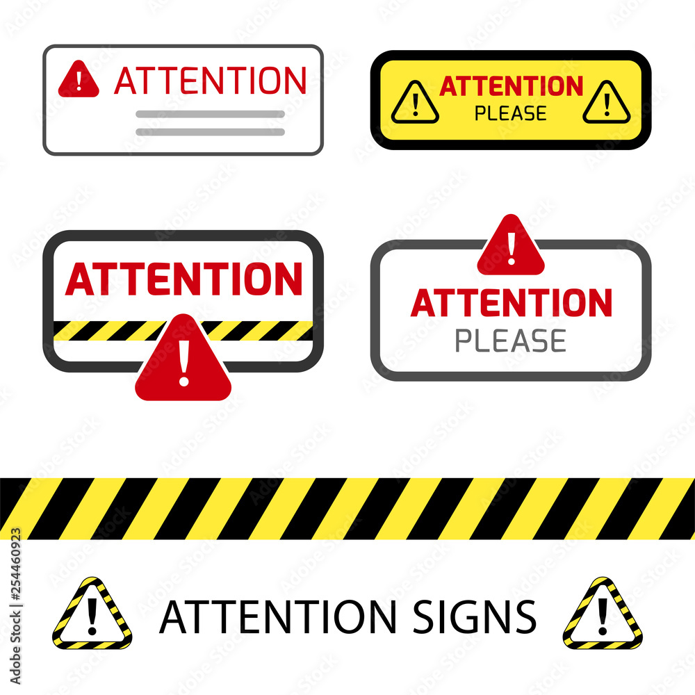Danger sign, warning sign, attention signs collection. Danger icon ...