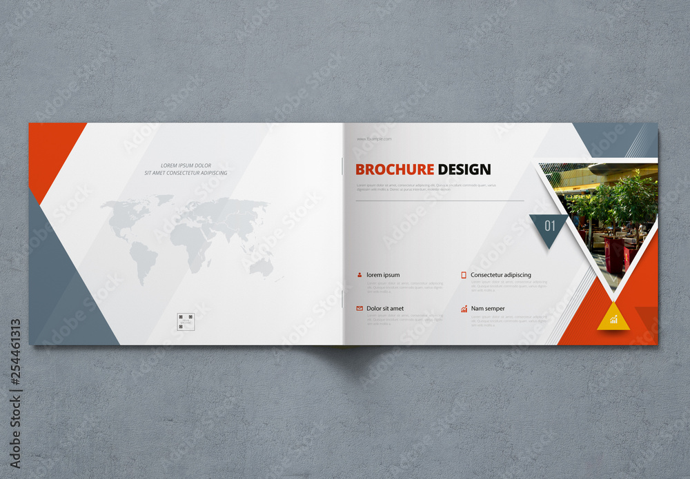 Landscape Business Report Cover Layout with Triangles Stock Template ...