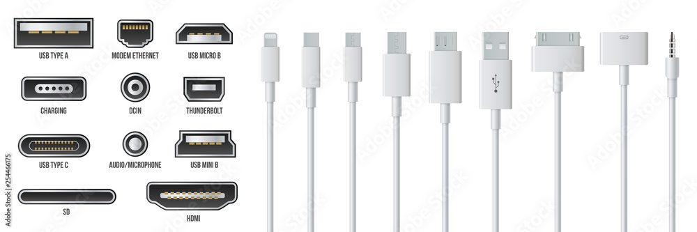 Creative vector illustration of usb computer universal connectors icon ...