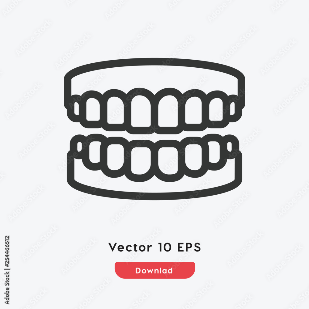 teeth icon. teeth vector symbol. Linear style sign for mobile concept ...