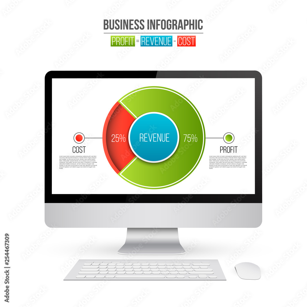 Creative vector illustration of revenue, profit, expenses diagram ...
