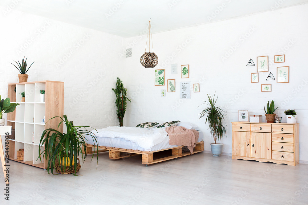 Cozy interior design of modern studio apartment in Scandinavian style ...