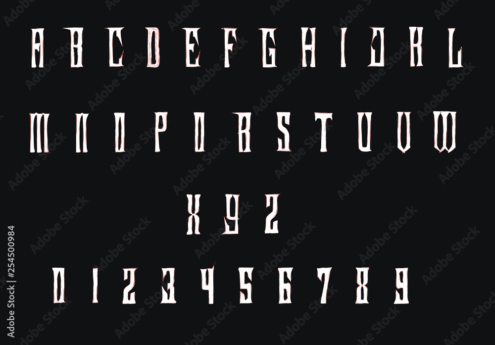 Stylized typewriter font - Gothic alphabet Stock Vector | Adobe Stock