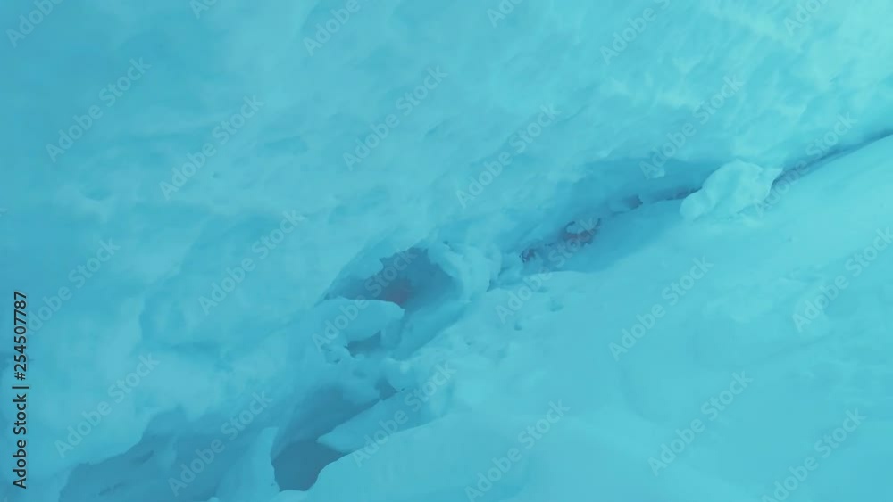 Blue Ice Cave Crack in Antarctic Turquoise Iceberg. Polar Winter Deep ...