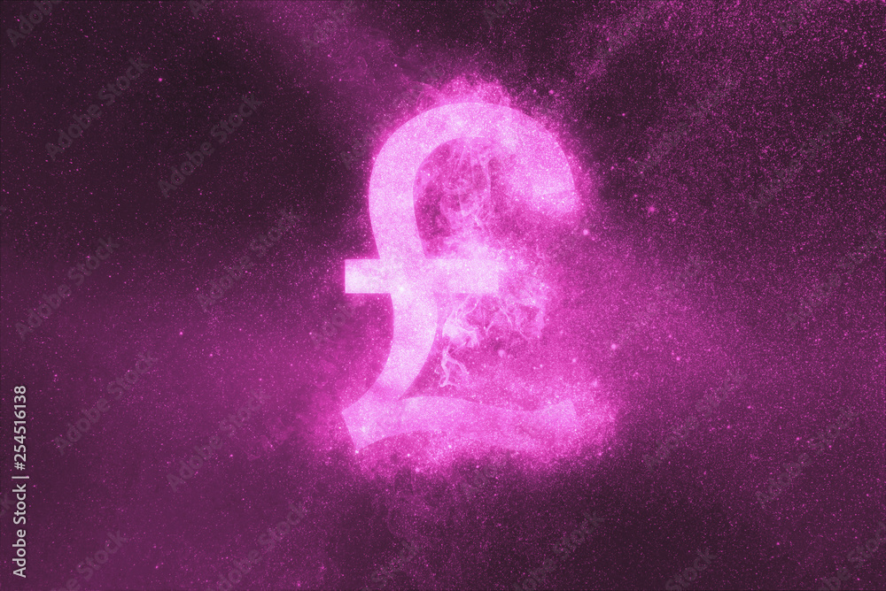 Pound sterling sign, Pound sterling Symbol. Abstract night sky ...