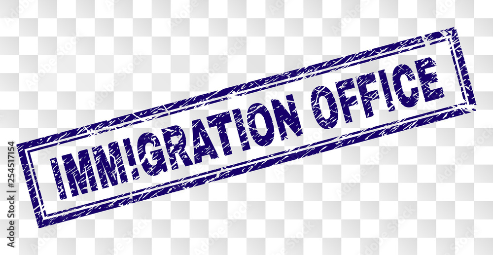 IMMIGRATION OFFICE stamp seal imprint with rubber print style and ...