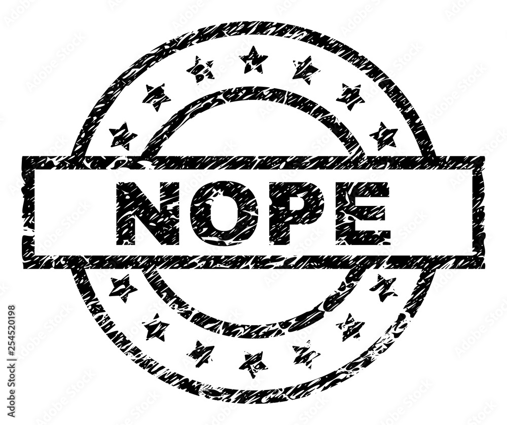 NOPE stamp seal watermark with distress style. Designed with rectangle ...