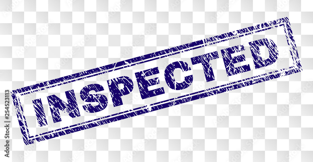 INSPECTED stamp seal watermark with rubber print style and double ...
