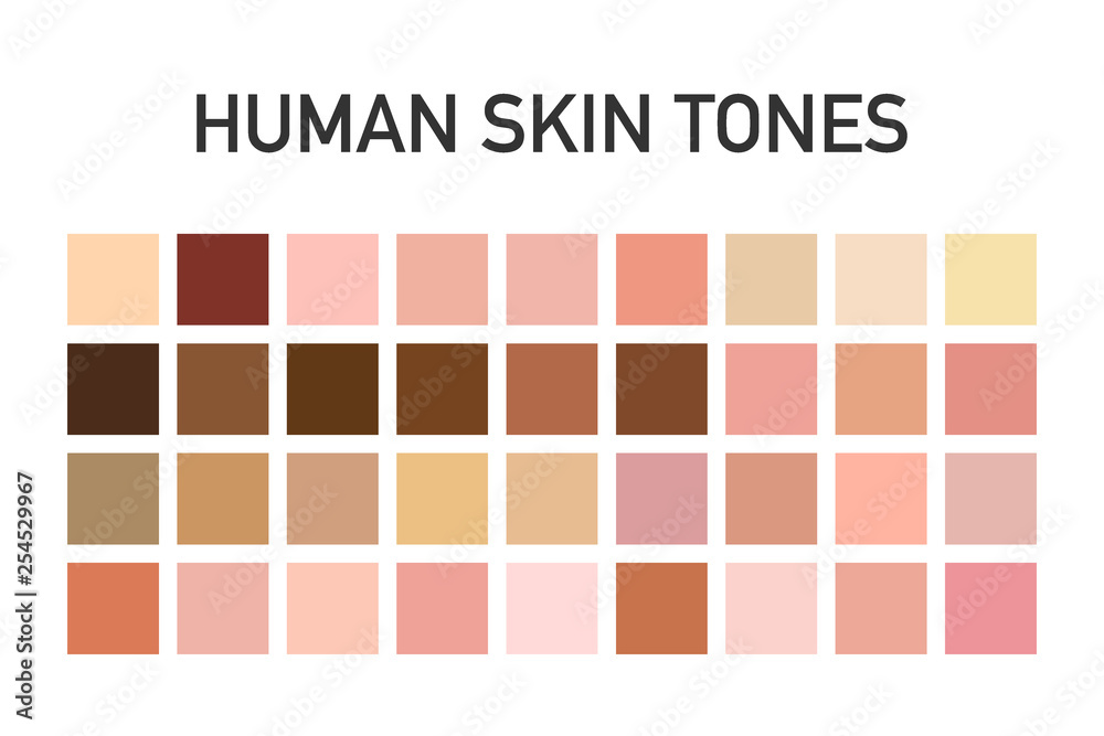 Human skin tone color palette set isolated on transparent background ...