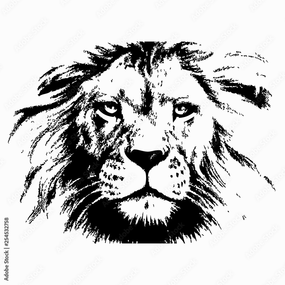 Lion head silhouette vector illustration Stock Vector | Adobe Stock