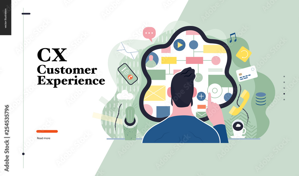 Technology 1 -CX customer experience - modern flat vector concept ...
