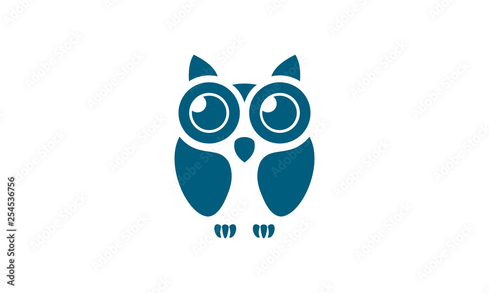 simple blue owl logo Stock Vector | Adobe Stock