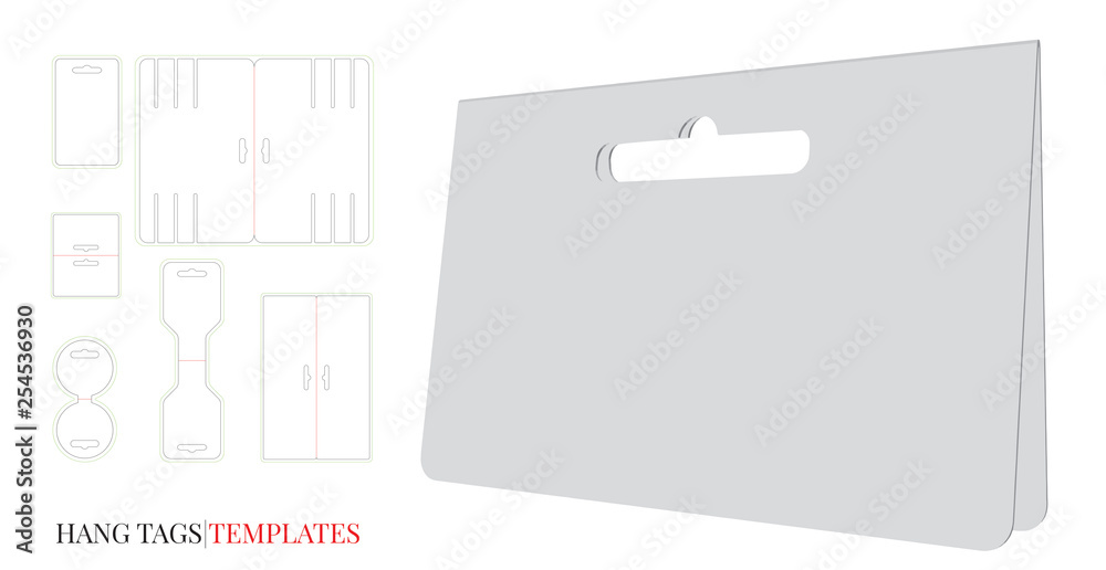 Hang Tag Template, Vector with die cut / laser cut lines. Set with ...
