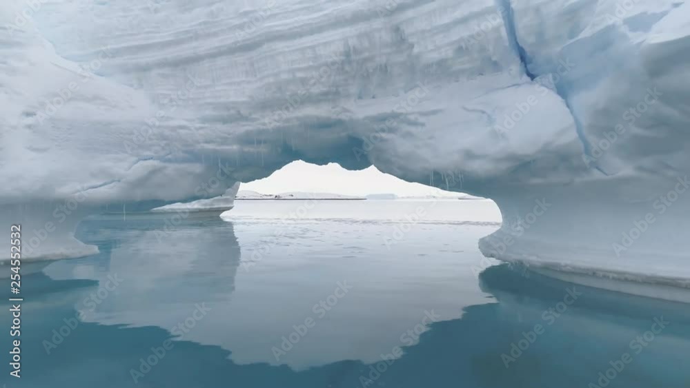 Iceberg Arch Antarctica Ocean Glacier Seascape. Hole in Massive Iceberg ...