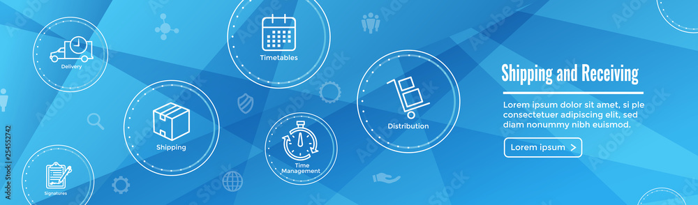 Shipping and Receiving Icon Set with Boxes, Warehouse, checklist, etc ...