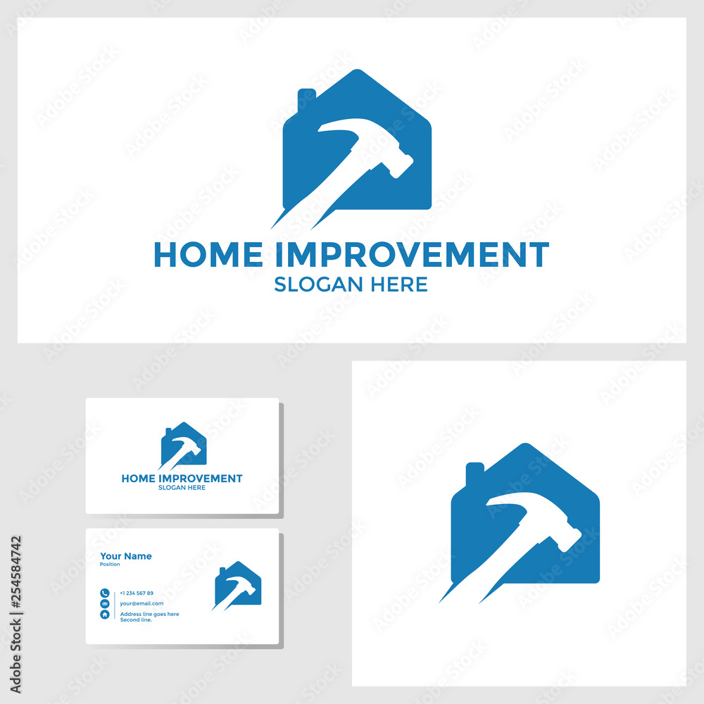 Home improvement logo design inspiration with business card mockup ...