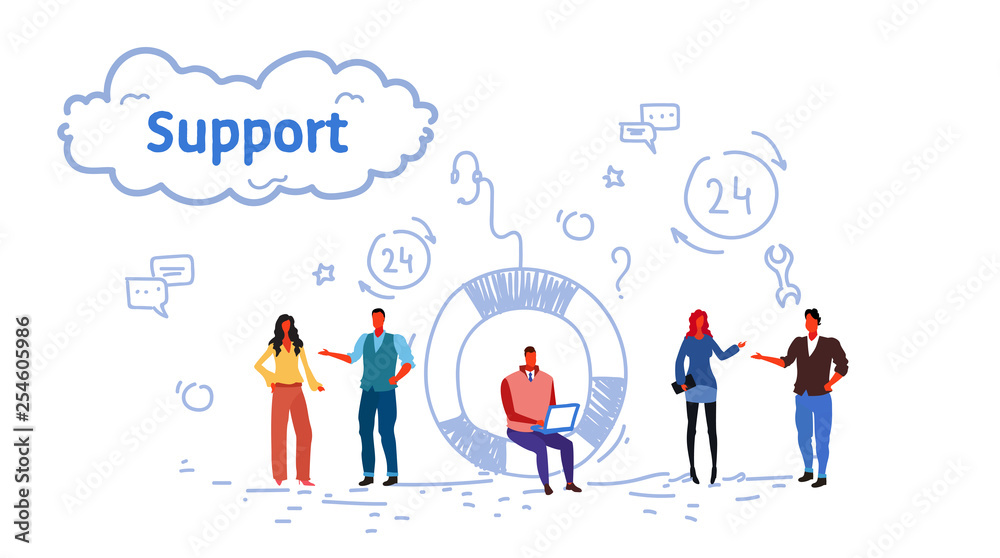 business people group technical team support center concept online ...