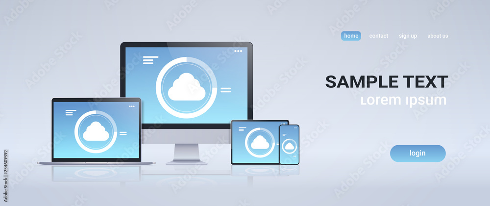Internet Connection Mobile And Computer Application Cloud Synchronization Tablet Smartphone Pc