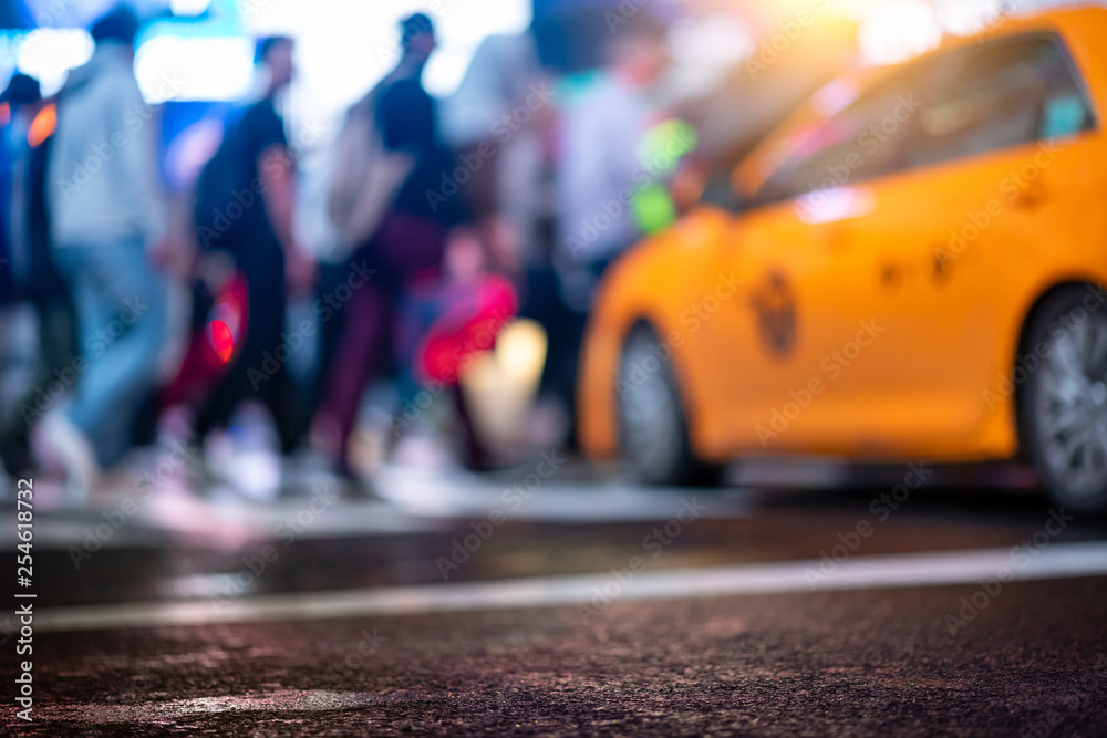 Rush hour in New York City. A defocused colorful abstract background ...