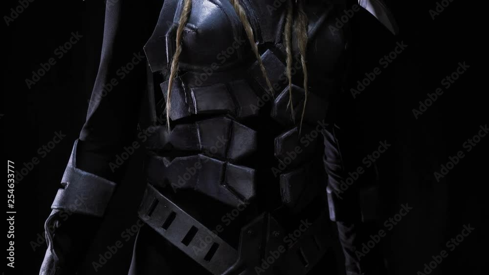 Alien female warrior is aiming with a gun, 4k, black background Stock ...