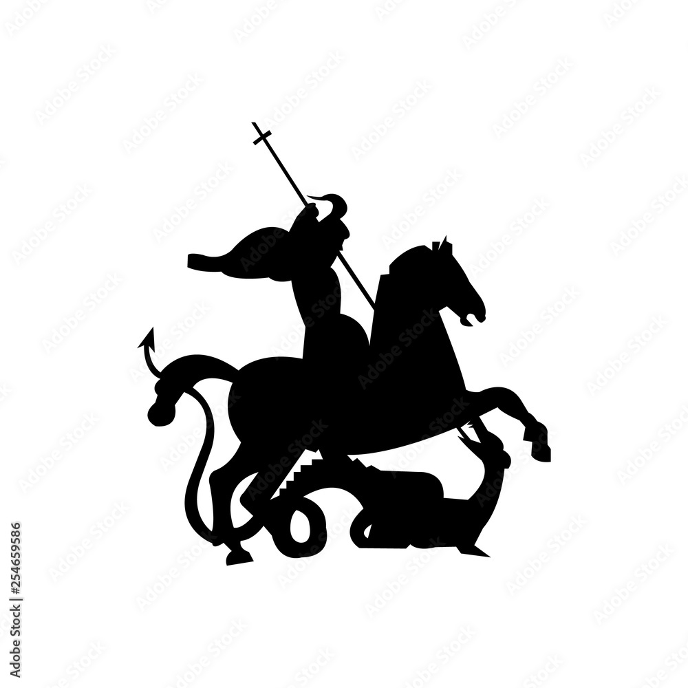 silhouette of st george killing a dragon Stock Vector | Adobe Stock