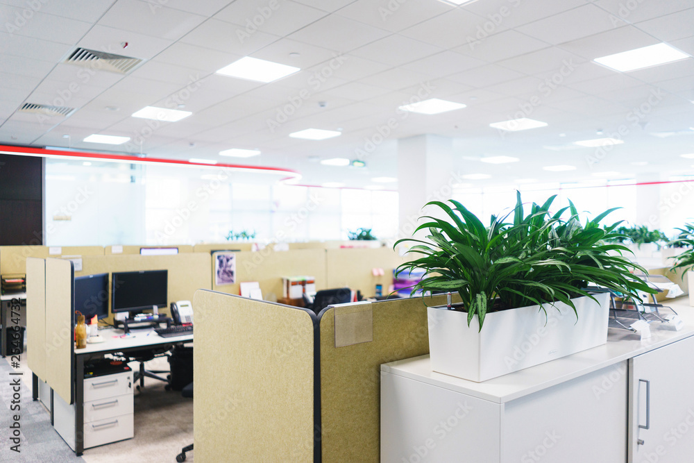Details of the modern office. Interior and empty working public space ...