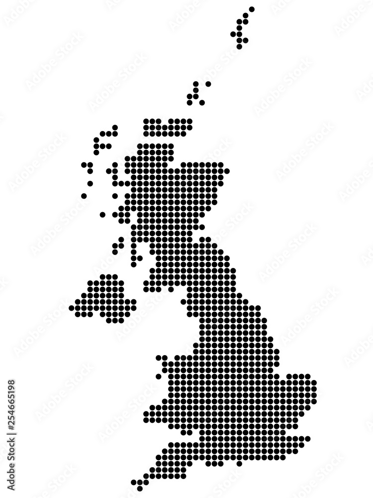 Poster Map of United Kingdom With Dots – Wall Art | UkPosters