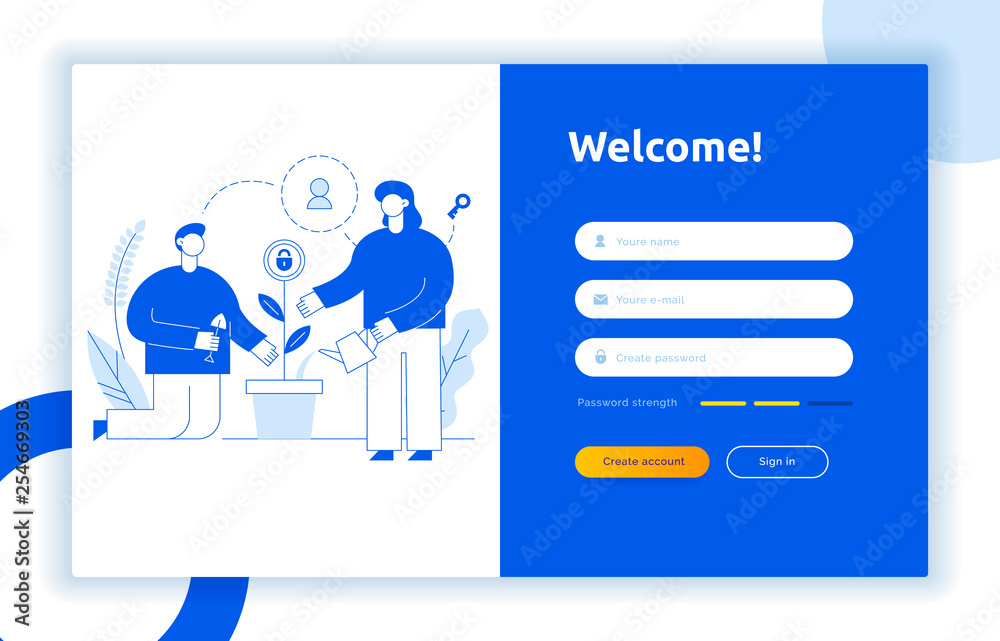 Login UI UX design concept and illustration with big modern people ...