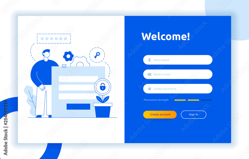 Login UI UX design concept and illustration with big modern people ... Login UI UX design concept and illustration with big modern people ...