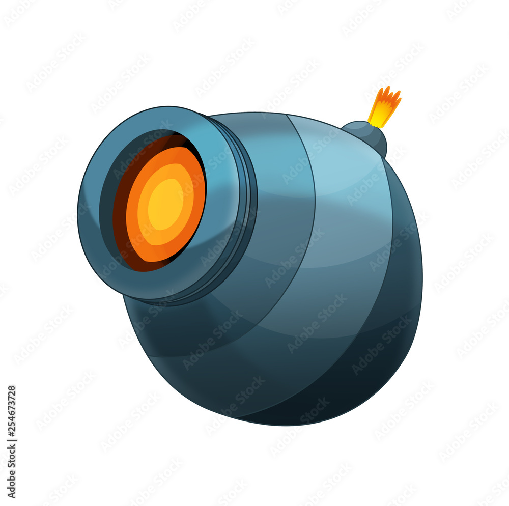 Cartoon cannon shooting steel ball on white background - illustration ...