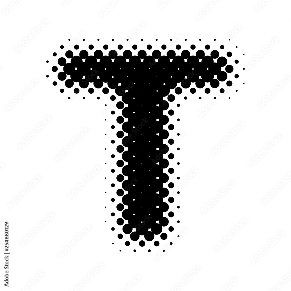 Halftone Letter "T" Vector Logo in Pop Art Style Stock Vector | Adobe Stock