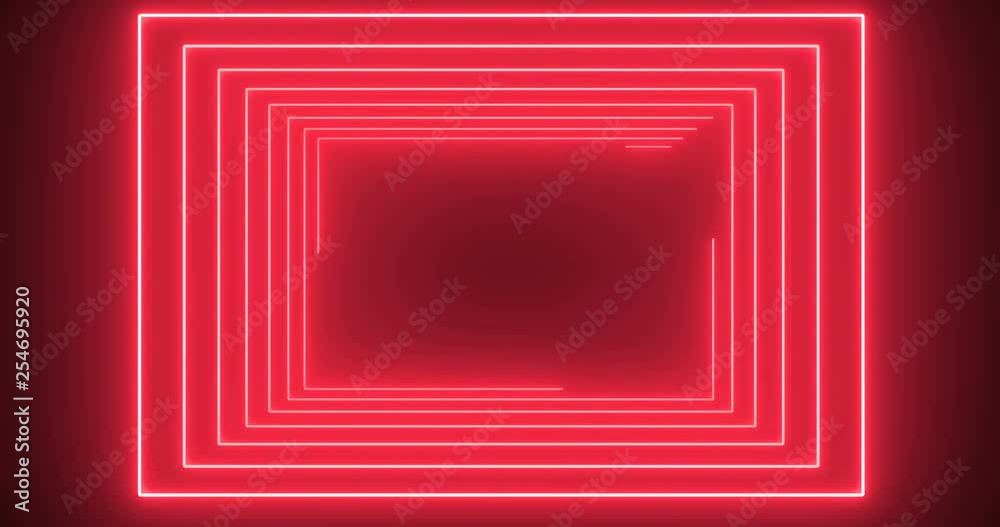Neon red shining contours appearing on the dark screen and making a ...