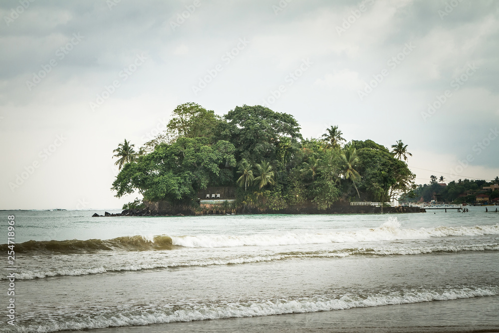 Matara beach and Paravi Duwa Temple. Sri Lanka Stock Photo | Adobe Stock