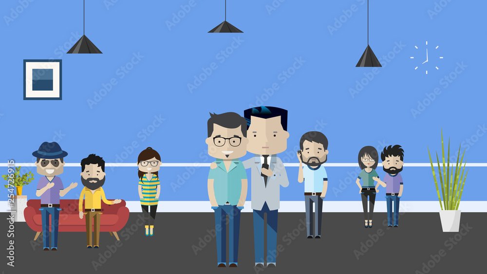 Employer praise employee/staff for their hard work. Concept of teamwork ...