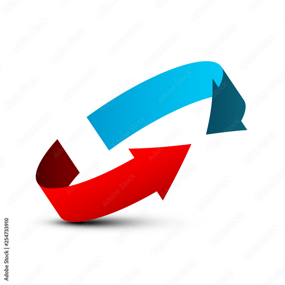 Red and Blue Arrows in Circle. Vector Company Logo Design with Arrow ...