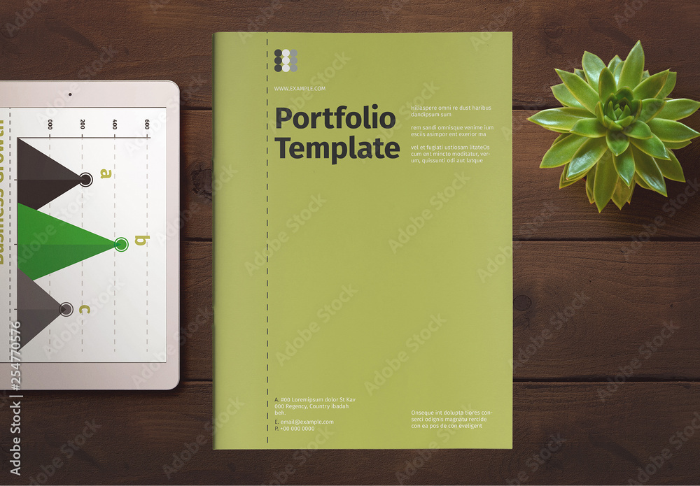 Portfolio Layout with Green Accents Stock Template | Adobe Stock