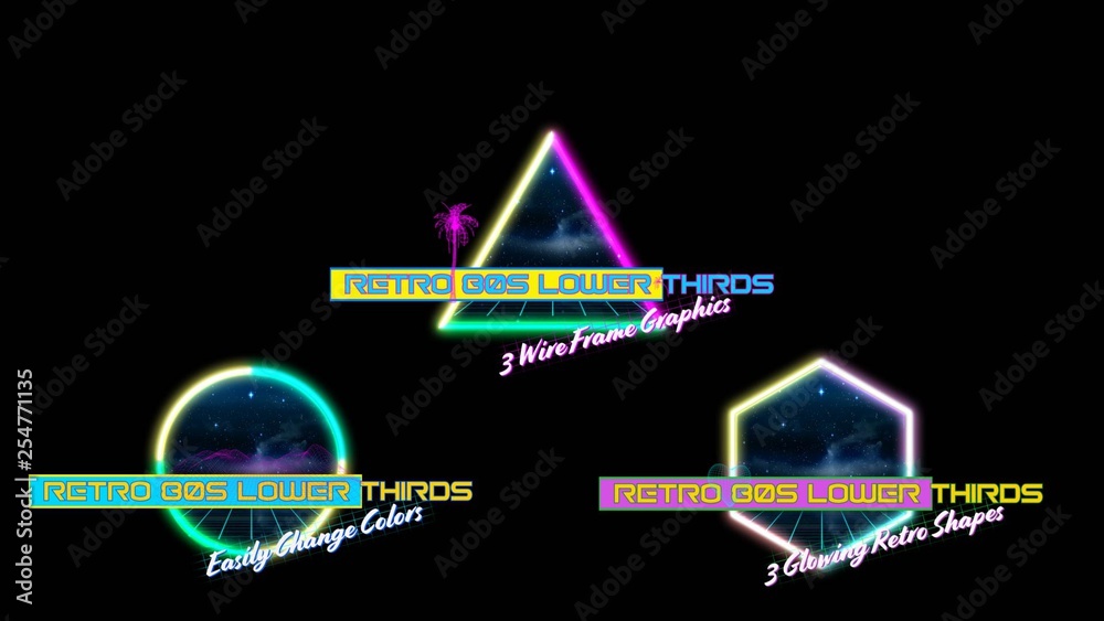 Geometric Retro Glow Lower Third Stock Template | Adobe Stock