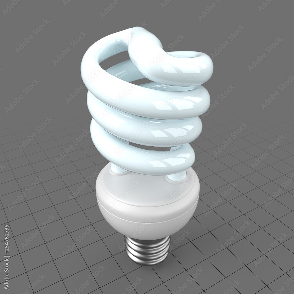 Fluorescent spiral bulb Stock 3D asset | Adobe Stock