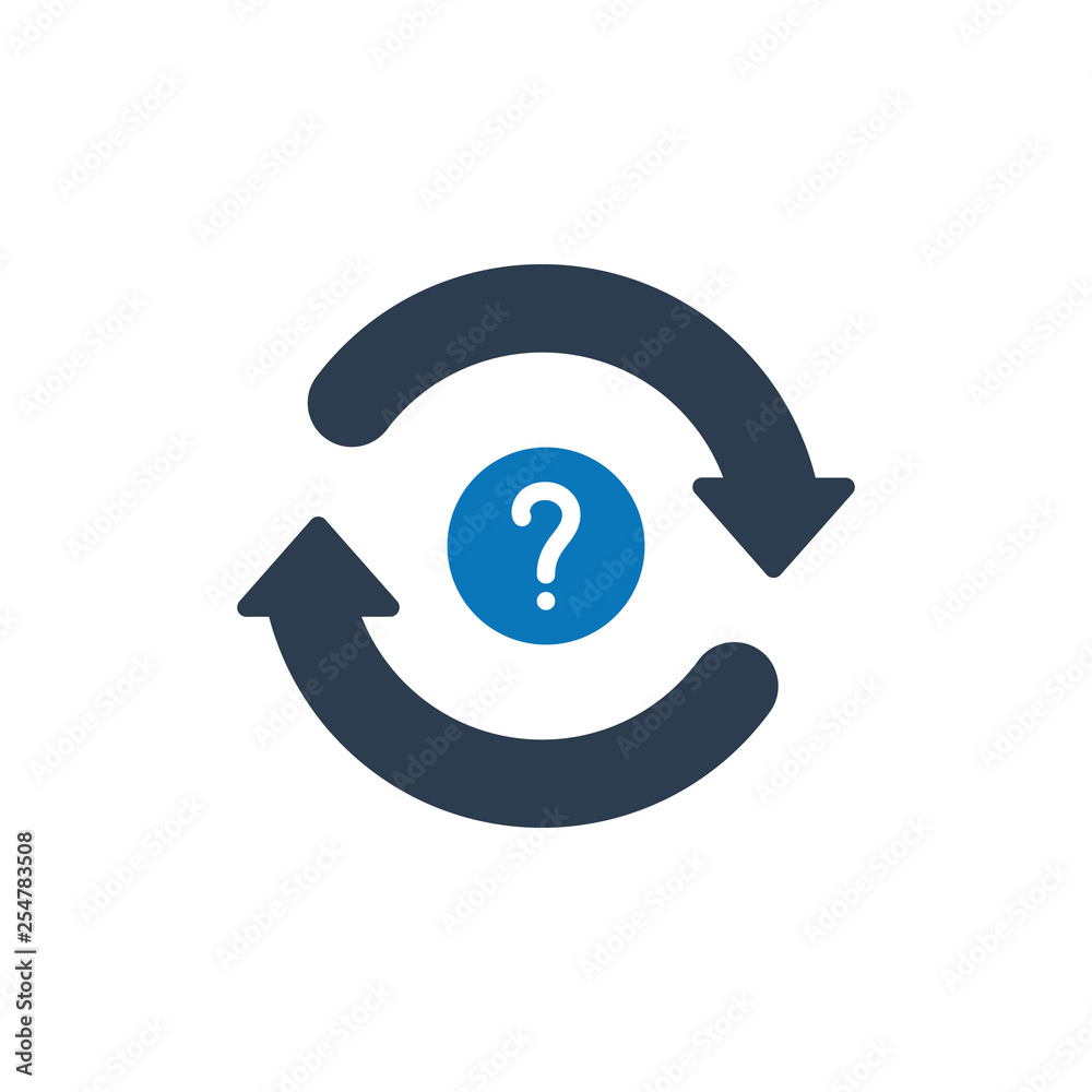 Refresh icon with question mark. Refresh icon and help, how to, info ...
