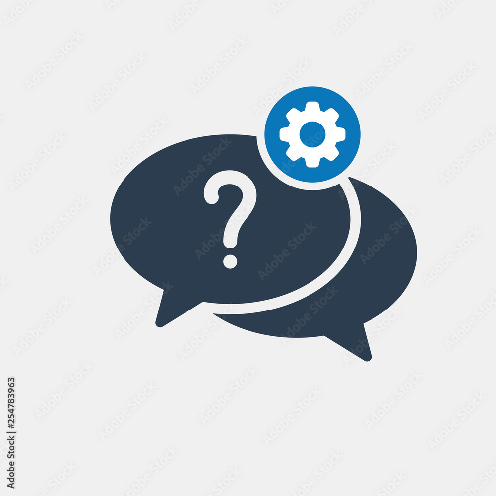 Question icon with settings sign. Question icon and customize, setup ...