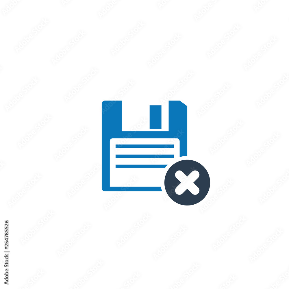 Save icon with cancel sign. Save icon and close, delete, remove symbol ...