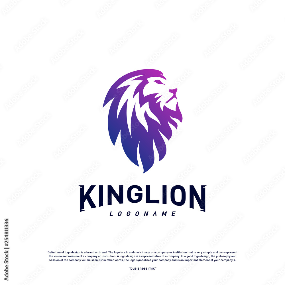 Lions Logo Design Concept. King Lions Logo Design Template Vector. Icon ...